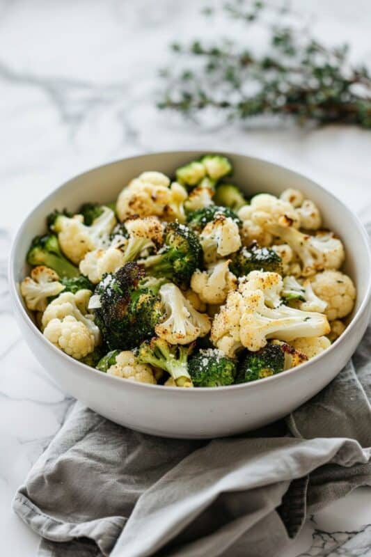 Roasted Broccoli and Cauliflower - BeCentsational