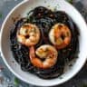 Vampire Pasta (Squid Ink Pasta with Garlic and Shrimp) - BeCentsational