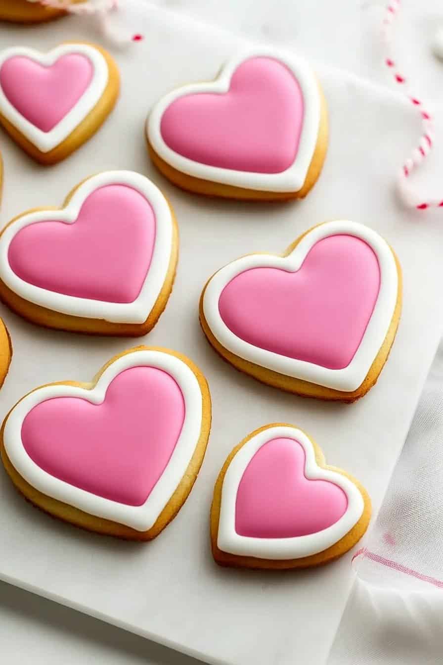 Pink and White Heart Sugar Cookies - BeCentsational
