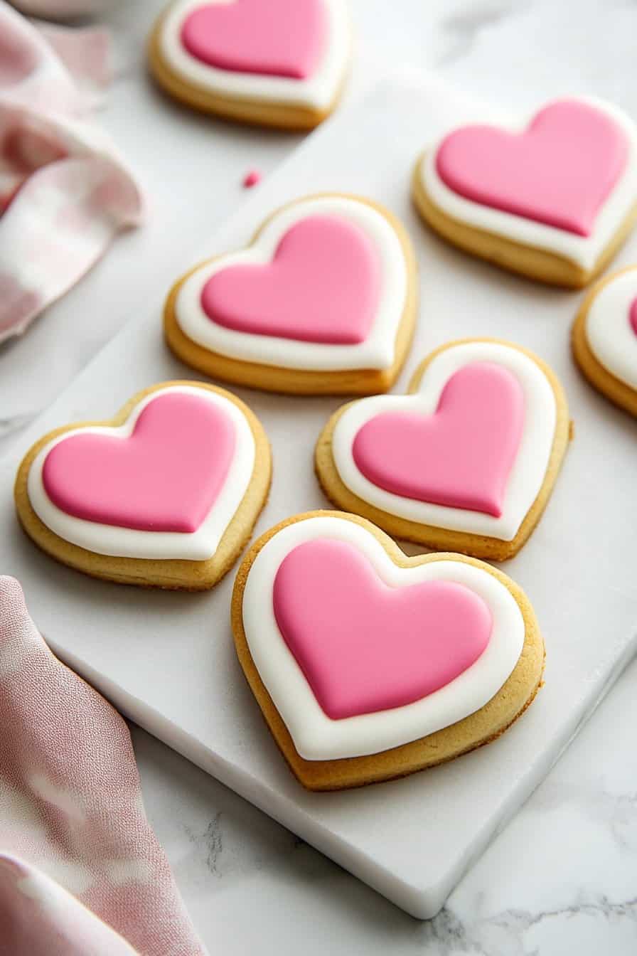 Pink and White Heart Sugar Cookies - BeCentsational